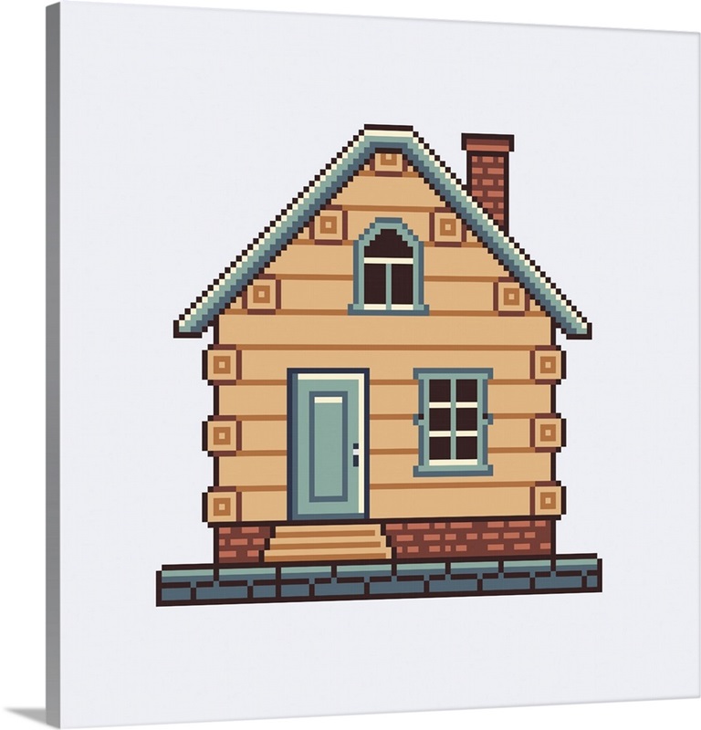Cozy Log Cabin Pixel Art | Great Big Canvas