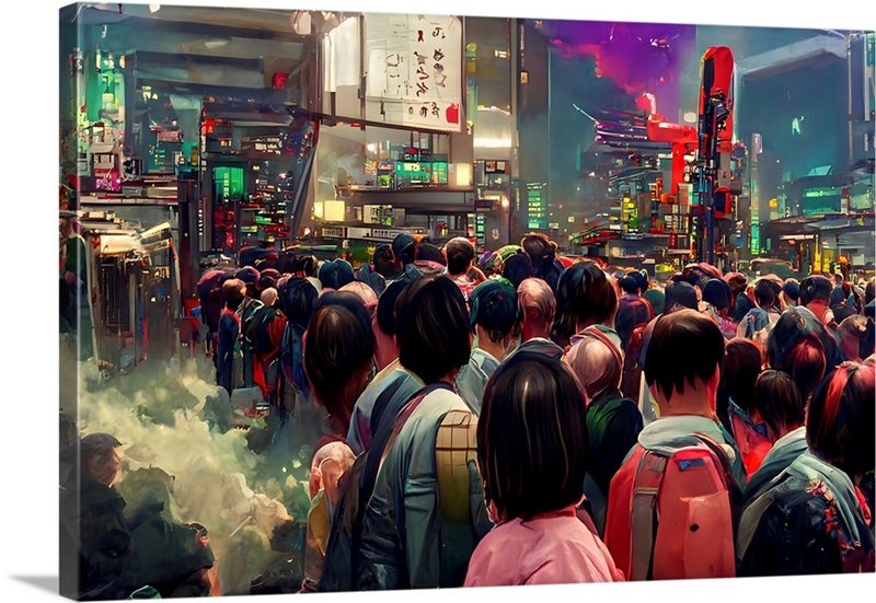 Crowded Tokyo Streets Scene I | Great Big Canvas
