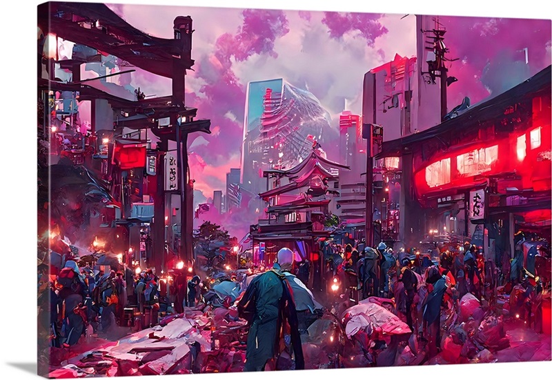 Crowded Tokyo Streets Scene V | Great Big Canvas