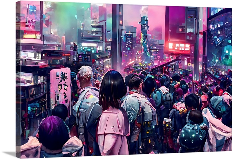 Crowded Tokyo Streets Scene VI | Great Big Canvas