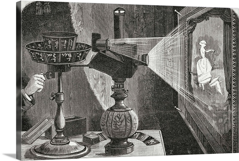 Depicting the Praxinoscope Used by Emile Reynaud in the Theatre Optique ...