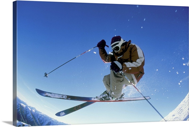 Downhill skier in mid-air | Great Big Canvas