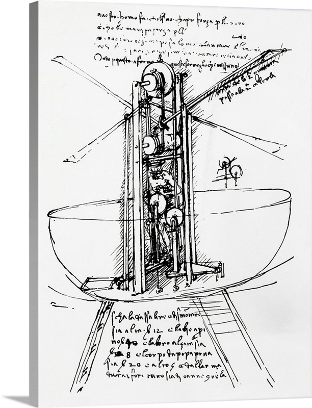 Drawing Of A Manually Driven Flying Machine | Great Big Canvas