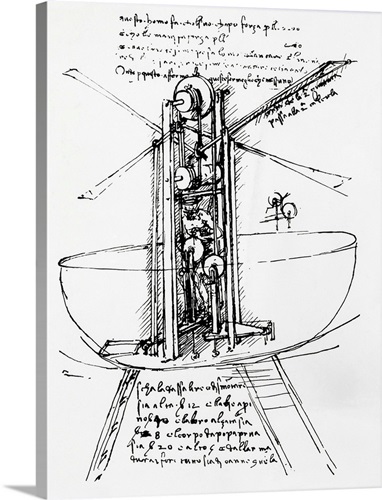 Drawing Of A Manually Driven Flying Machine By Leonardo Da Vinci ...