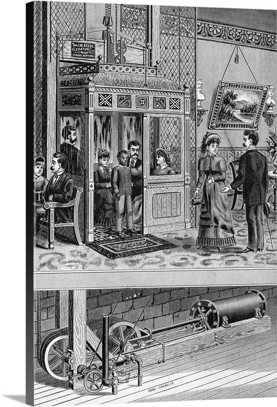 Drawing Showing Uses and Intricates of Early Elevator | Great Big Canvas