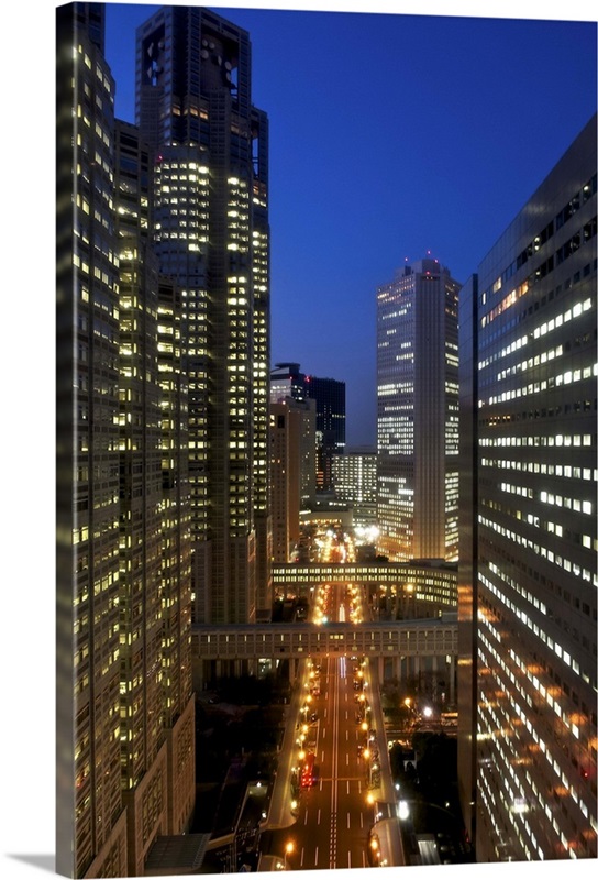 Eye level view of skyscrapers in commercial district of Tokyo- Shinjuku ...
