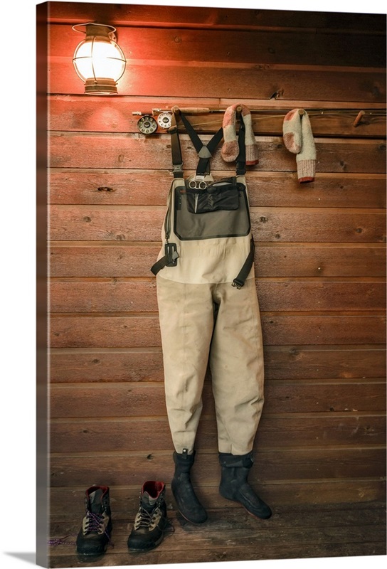 Fisherman's waders, rod and boots | Great Big Canvas