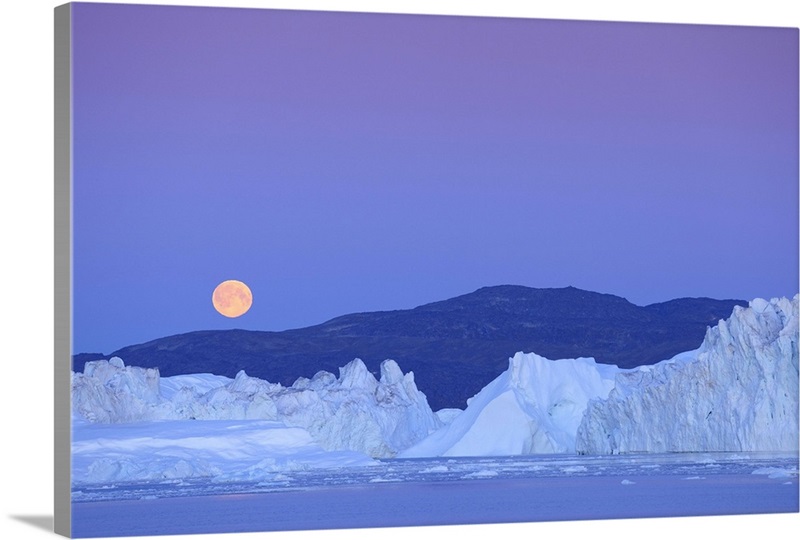 Full moon over iceberg, Ilulissat, Icefjord, Greenland, | Great Big Canvas