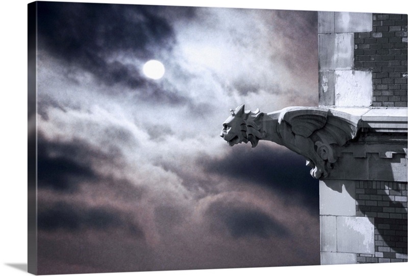 Gargoyle On Building At Night | Great Big Canvas