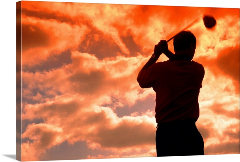golf player in the sunset | Great Big Canvas