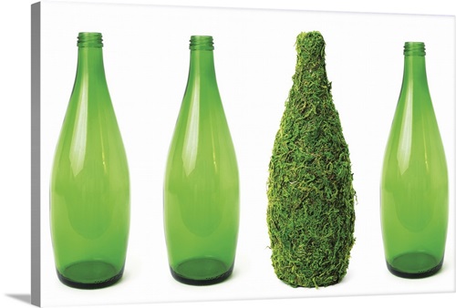 Green glass bottles showing recycling and conservation concept. | Great ...