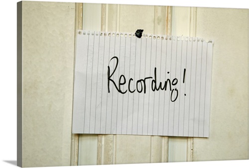 Hand written Recording sign on a music studio door | Great Big Canvas
