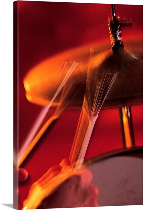 Hands hitting cymbal with drum sticks | Great Big Canvas