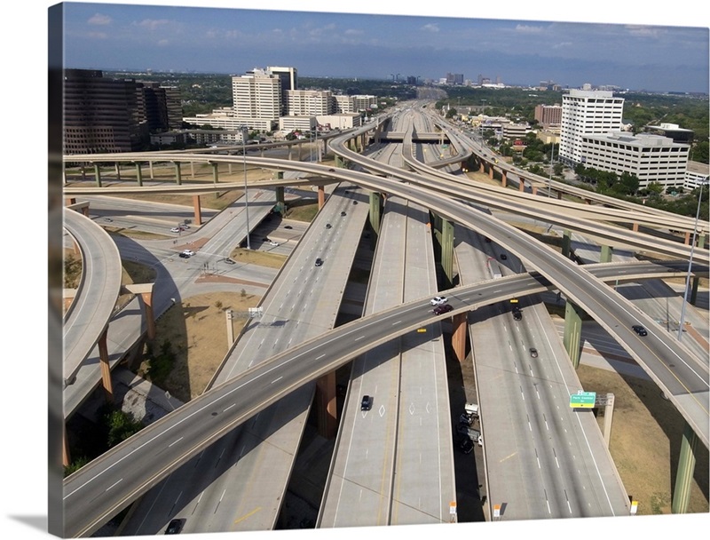 High five interchange on quiet Sunday morning in Dallas, Texas. | Great ...
