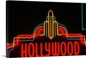 Hollywood neon sign, Los Angeles, California Wall Art, Canvas Prints ...