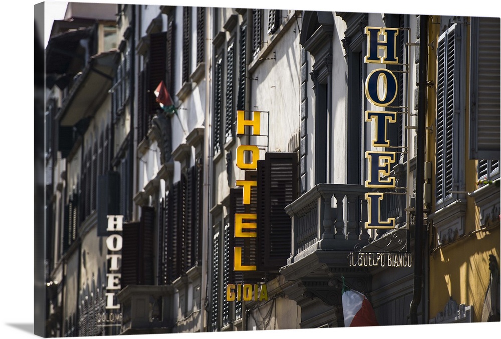Hotel signs on city street Wall Art, Canvas Prints, Framed Prints, Wall ...