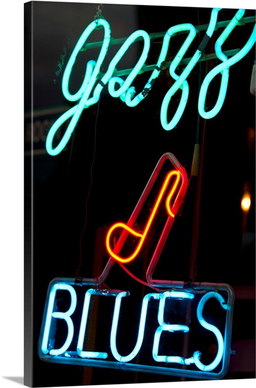 Illuminated Jazz and Blues sign on Beale Street in Memphis | Great Big ...