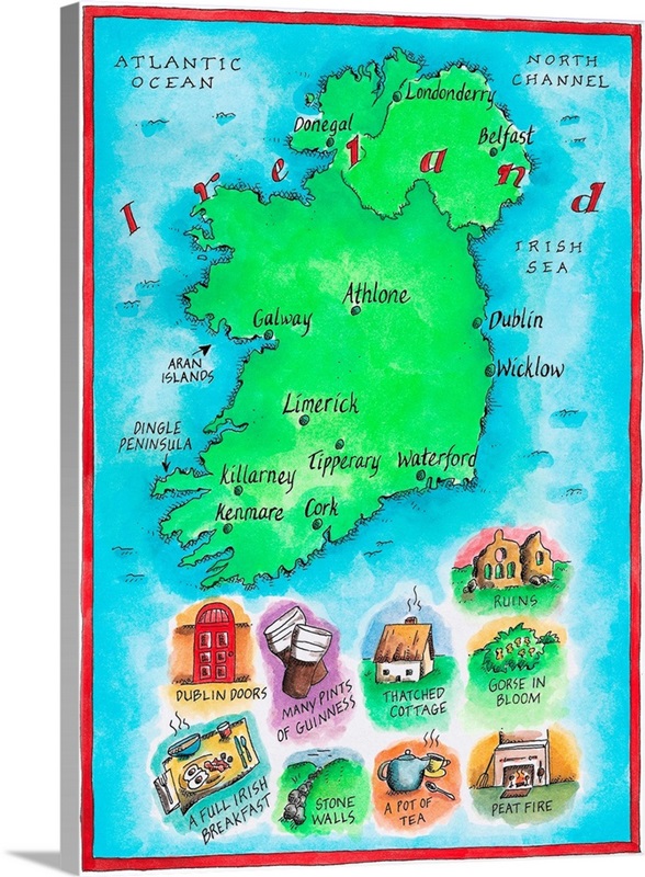 Illustrated Map of Ireland | Great Big Canvas
