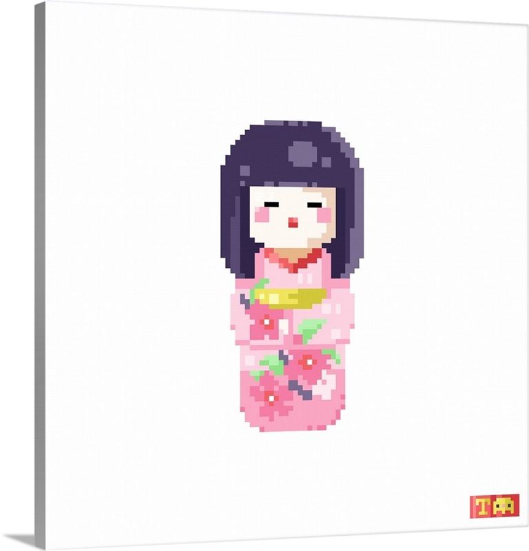 Japanese Kokeshi Doll Pixel Art | Great Big Canvas