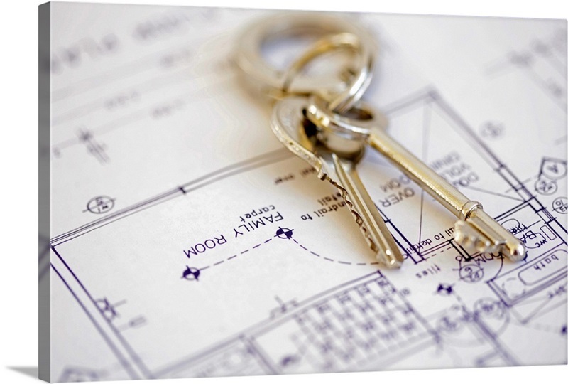 Keys on blueprints | Great Big Canvas