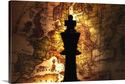 King chess piece on old world map | Great Big Canvas