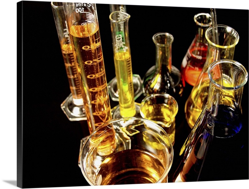 Laboratory containers with liquid inside, close-up, part of | Great Big ...