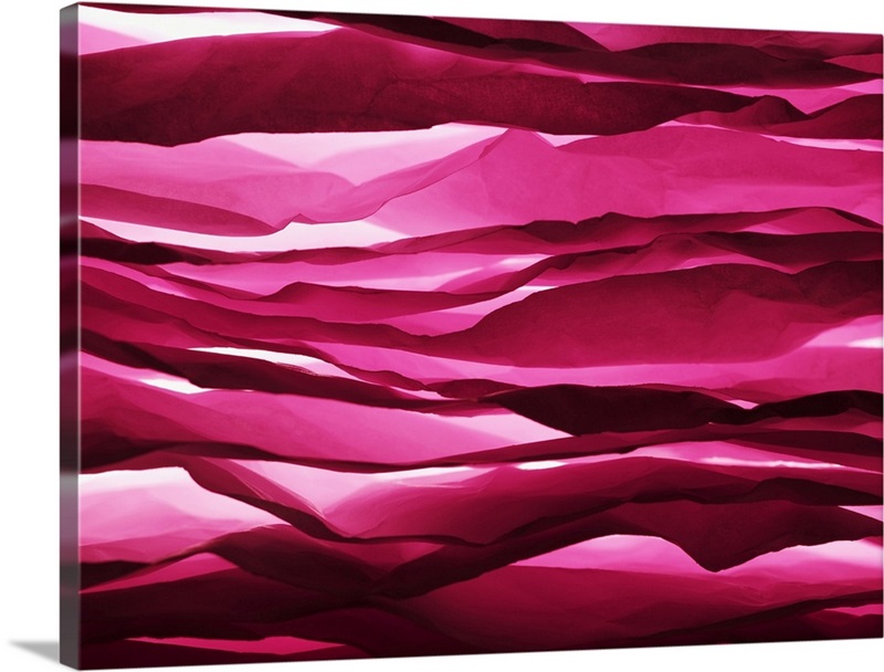 Layered sheets of crumpled pink paper. | Great Big Canvas