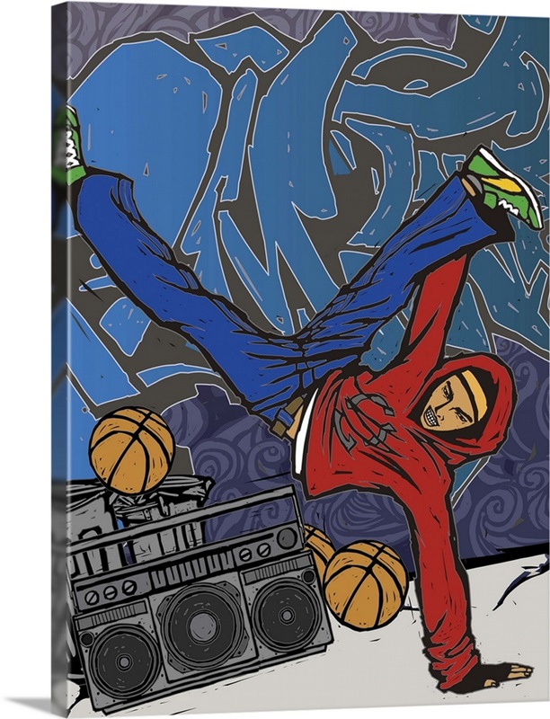 Man dancing in front of a graffiti covered wall | Great Big Canvas