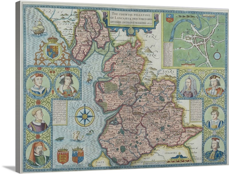 Map of Lancashire , England | Great Big Canvas