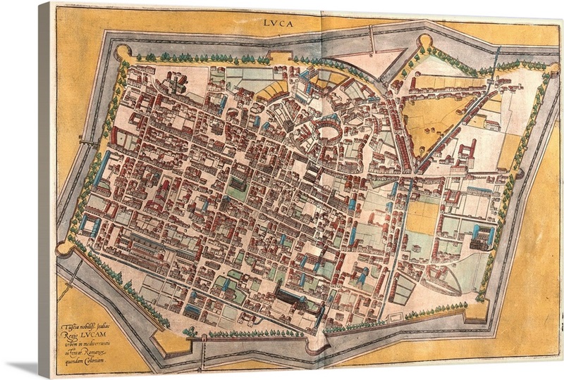 Map of Lucca, Italy from Civitates Orbis Terrarum | Great Big Canvas