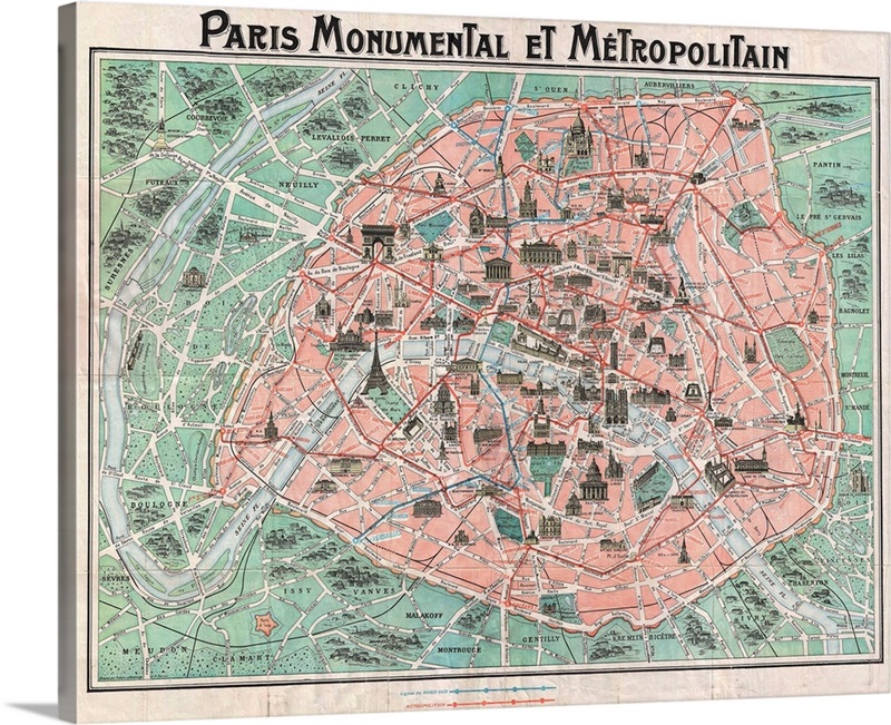 Map Of Paris | Great Big Canvas