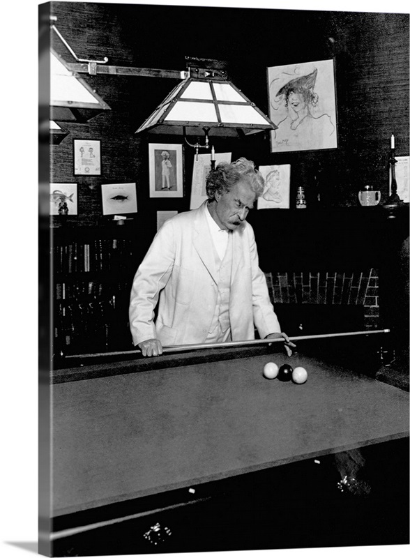 Mark Twain Playing Game Of Pool | Great Big Canvas