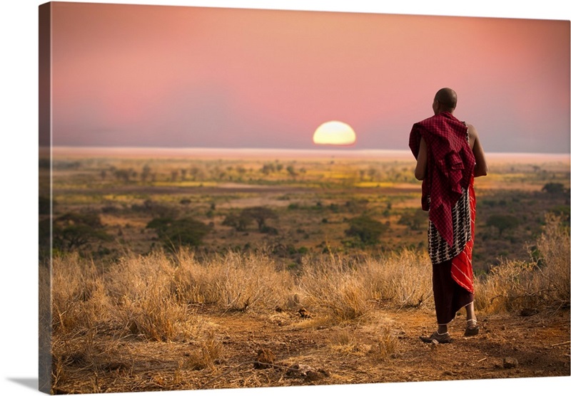 Masai Warrior At Sunset | Great Big Canvas