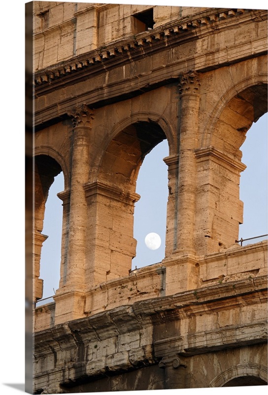 Moon framed by the arches of the Colosseum in Rome, Italy | Great Big ...