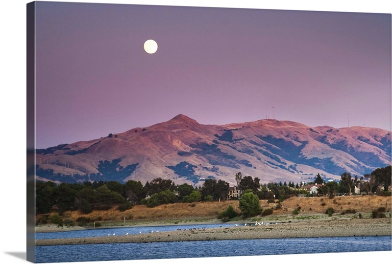 Moonrise Over Mission peak California at sunset time. | Great Big Canvas
