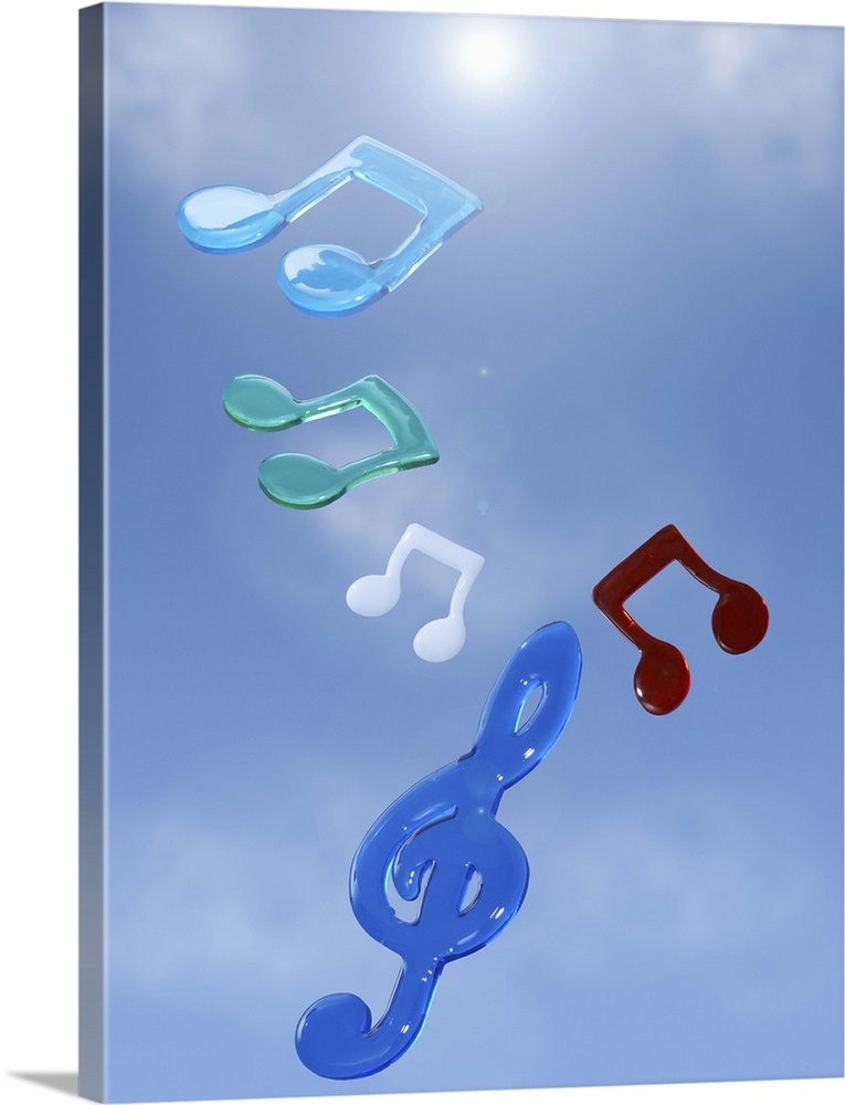 Musical notes floating in blue sky Wall Art, Canvas Prints, Framed ...