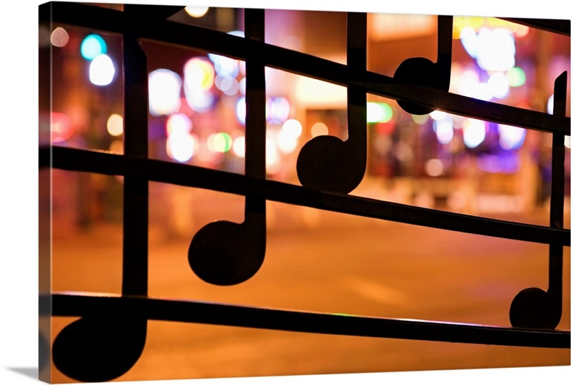 Musical notes on window on Beale Street, Memphis | Great Big Canvas