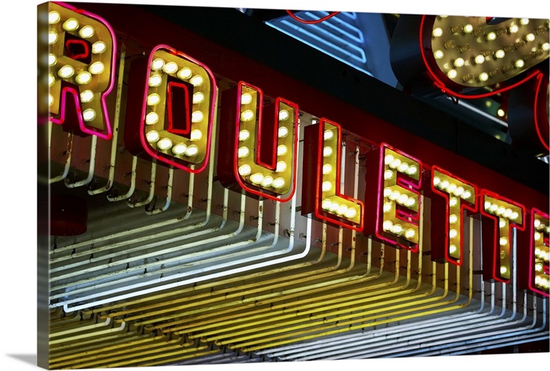 Neon roulette sign at casino, Las Vegas, Nevada | Great Big Canvas