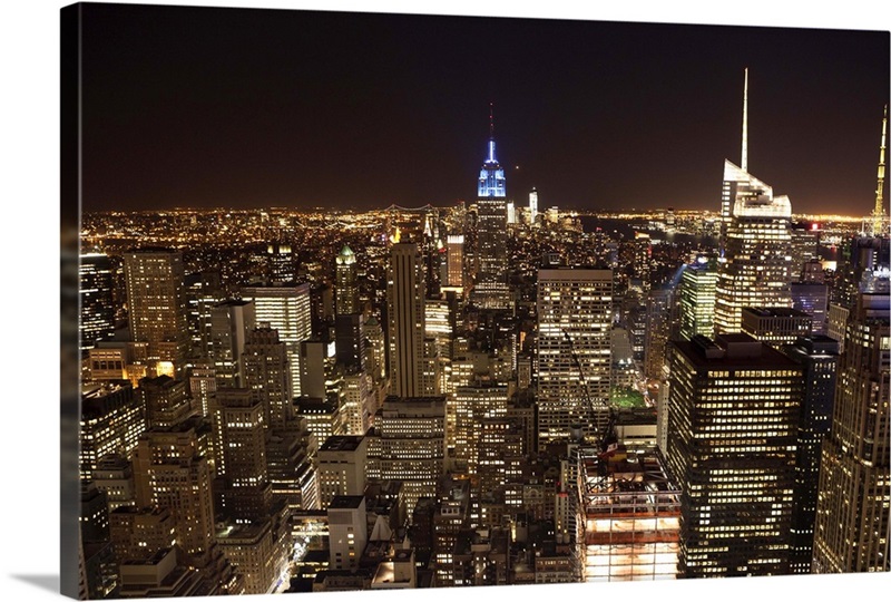 New York, View of skyline at night | Great Big Canvas