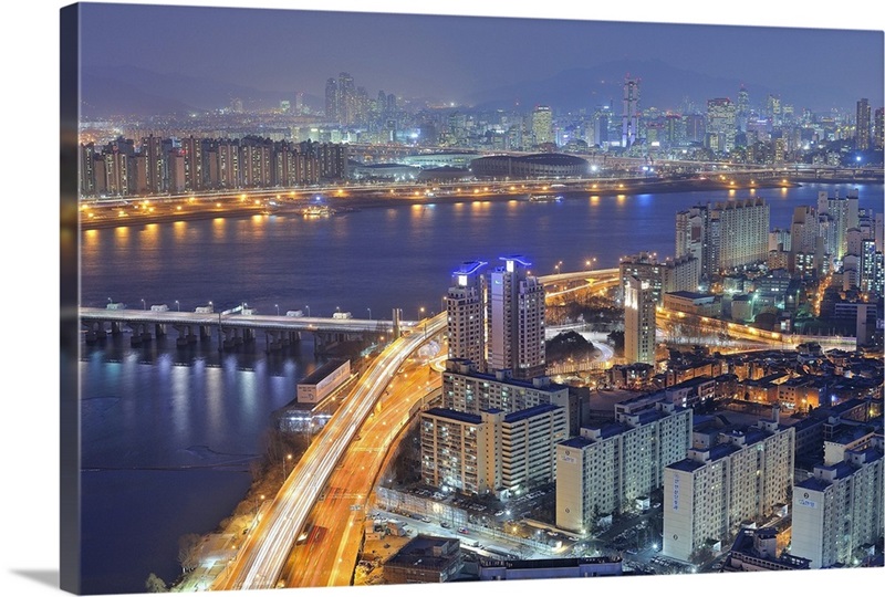 Night view of Seoul, Korea. | Great Big Canvas