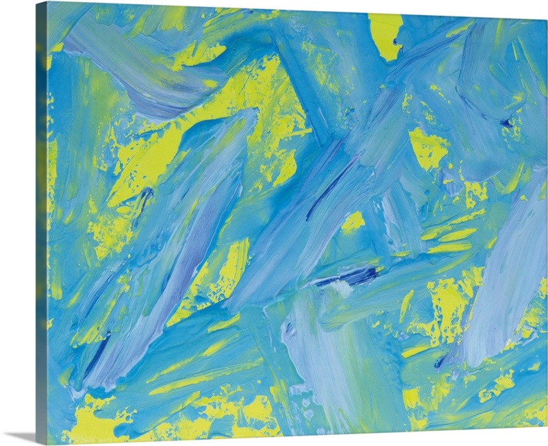 Oil Painting in Yellow and Light Blue Colors, Front View | Great Big Canvas