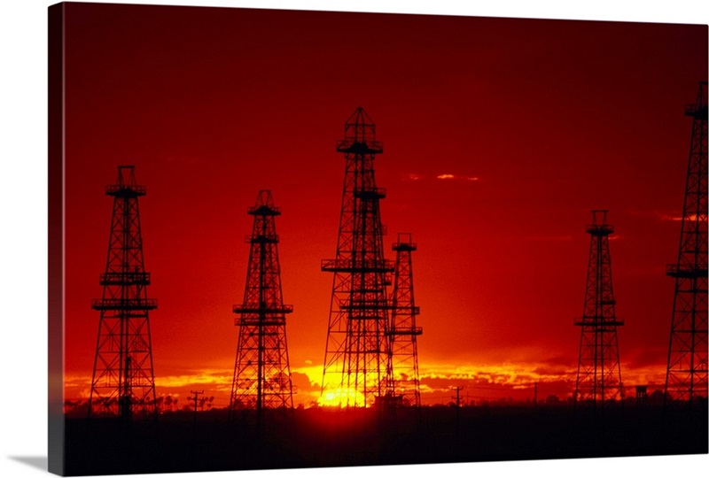 Oil Well Pumps at Sunset | Great Big Canvas