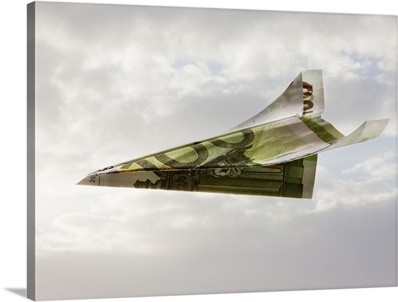 Paper airplane made out of money | Great Big Canvas