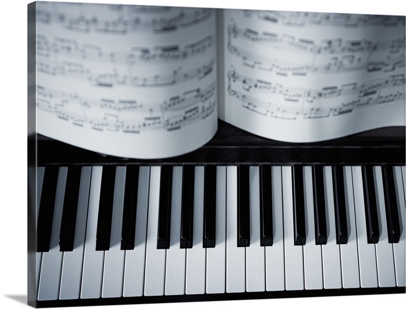 Piano keys and music book detail. | Great Big Canvas