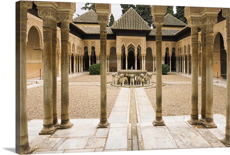 Pillared portico surrounding courtyard | Great Big Canvas