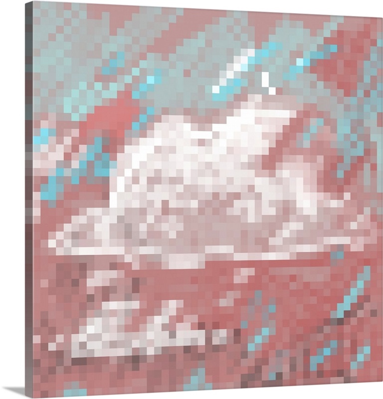 Pixel Art Cloud On A Pink Sky | Great Big Canvas