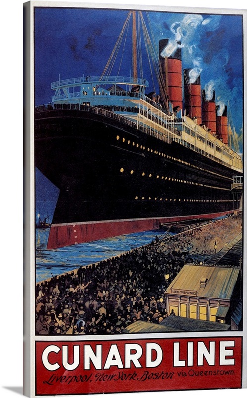 Poster for Cunard Line Transatlantic Crossings, 1908 | Great Big Canvas
