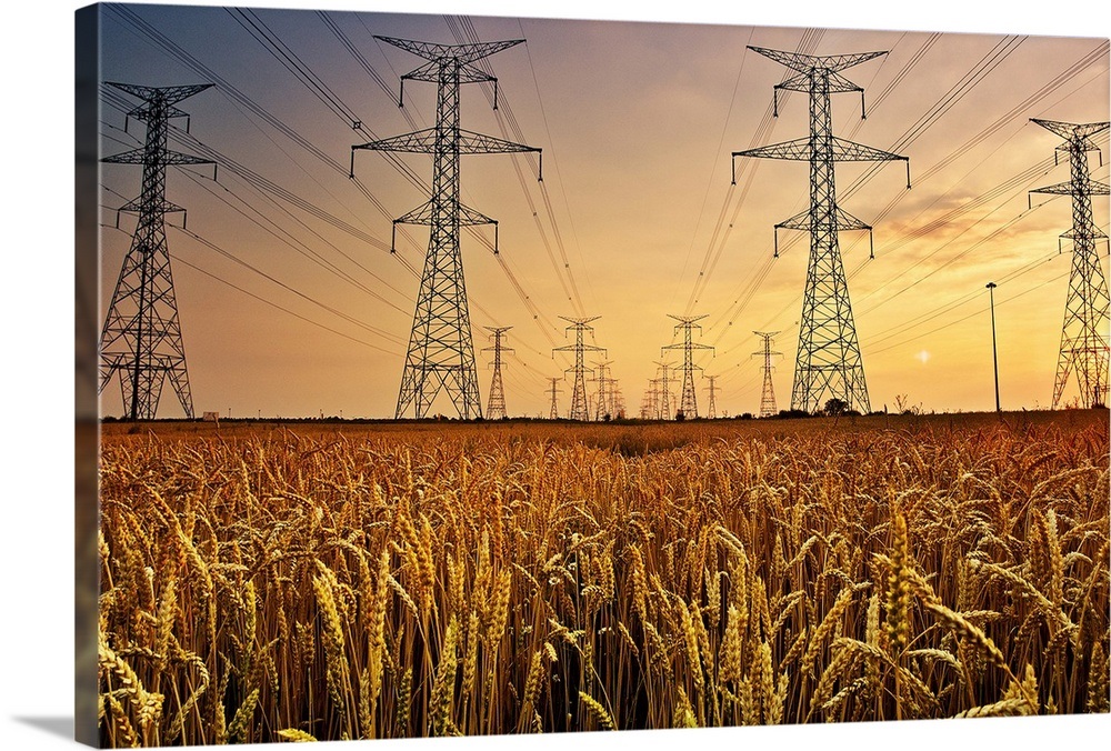 Power lines at sunset. Wall Art, Canvas Prints, Framed Prints, Wall ...