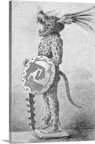 Profile Drawing of Aztec Warrior in Costume, from Montezuma's Army ...