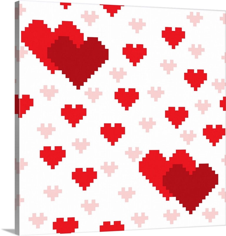 Red Pixel Hearts | Great Big Canvas